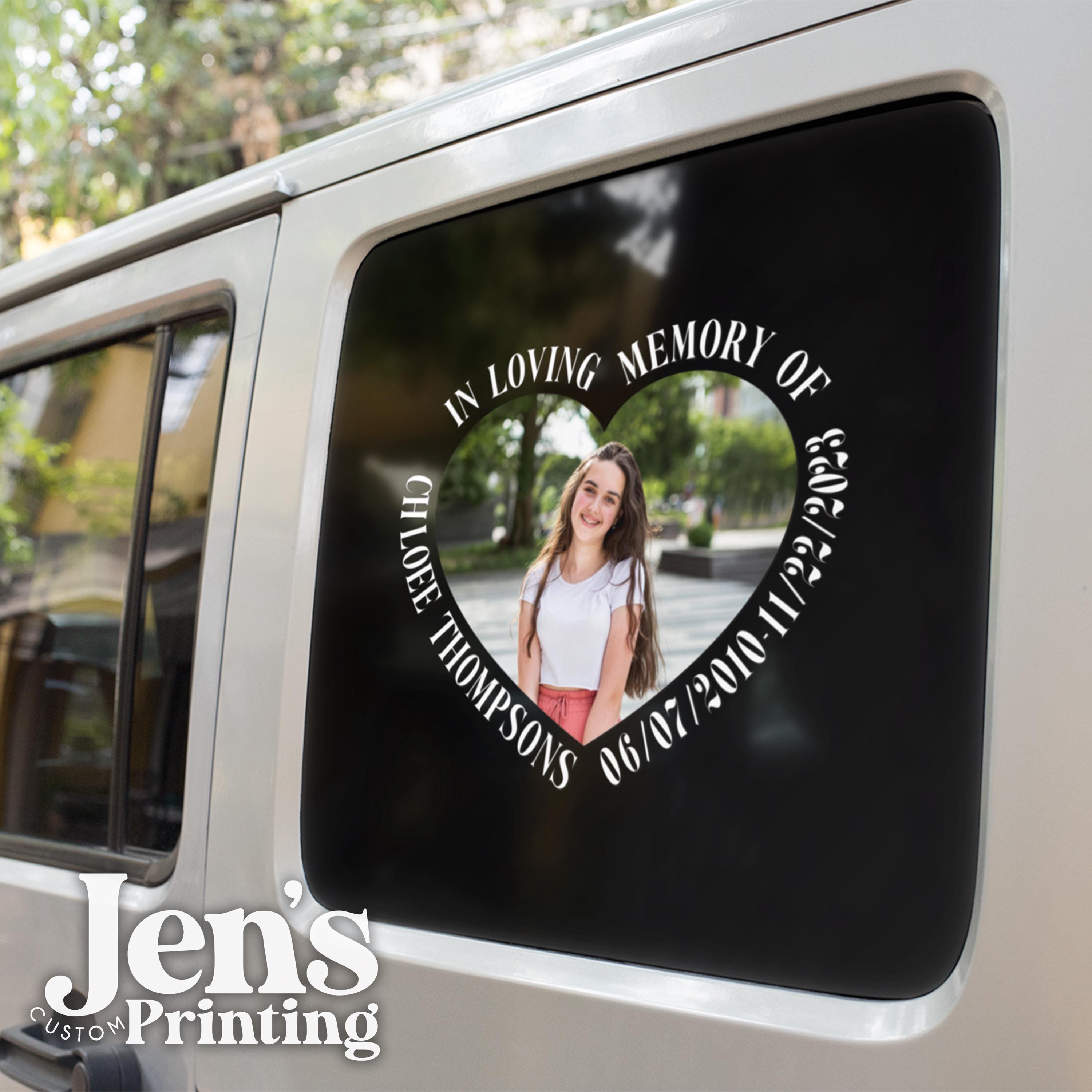 Heart-shaped Photo Memorial Car Decal | Custom in Loving Memory Sticker ...
