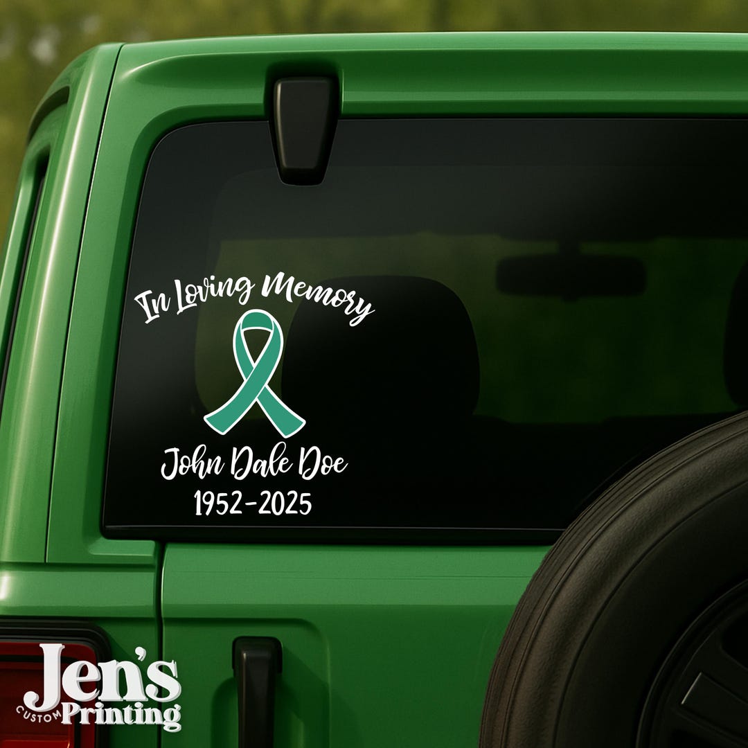 Personalized Liver Cancer Memorial Car Decal: Green Ribbon in Loving ...