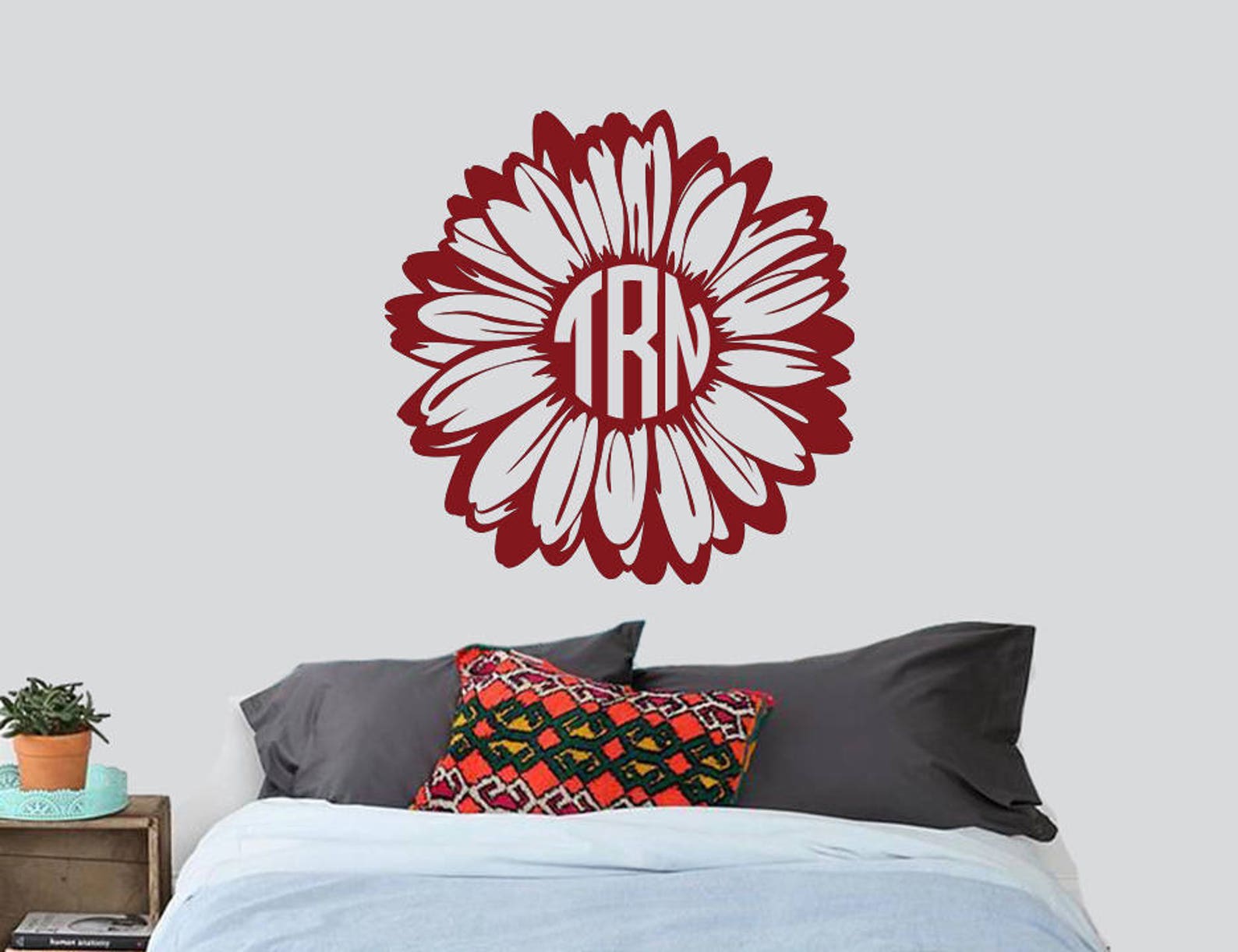 Daisy Monogram Wall Decal Initial Wall Decal Nursery Decal | Etsy