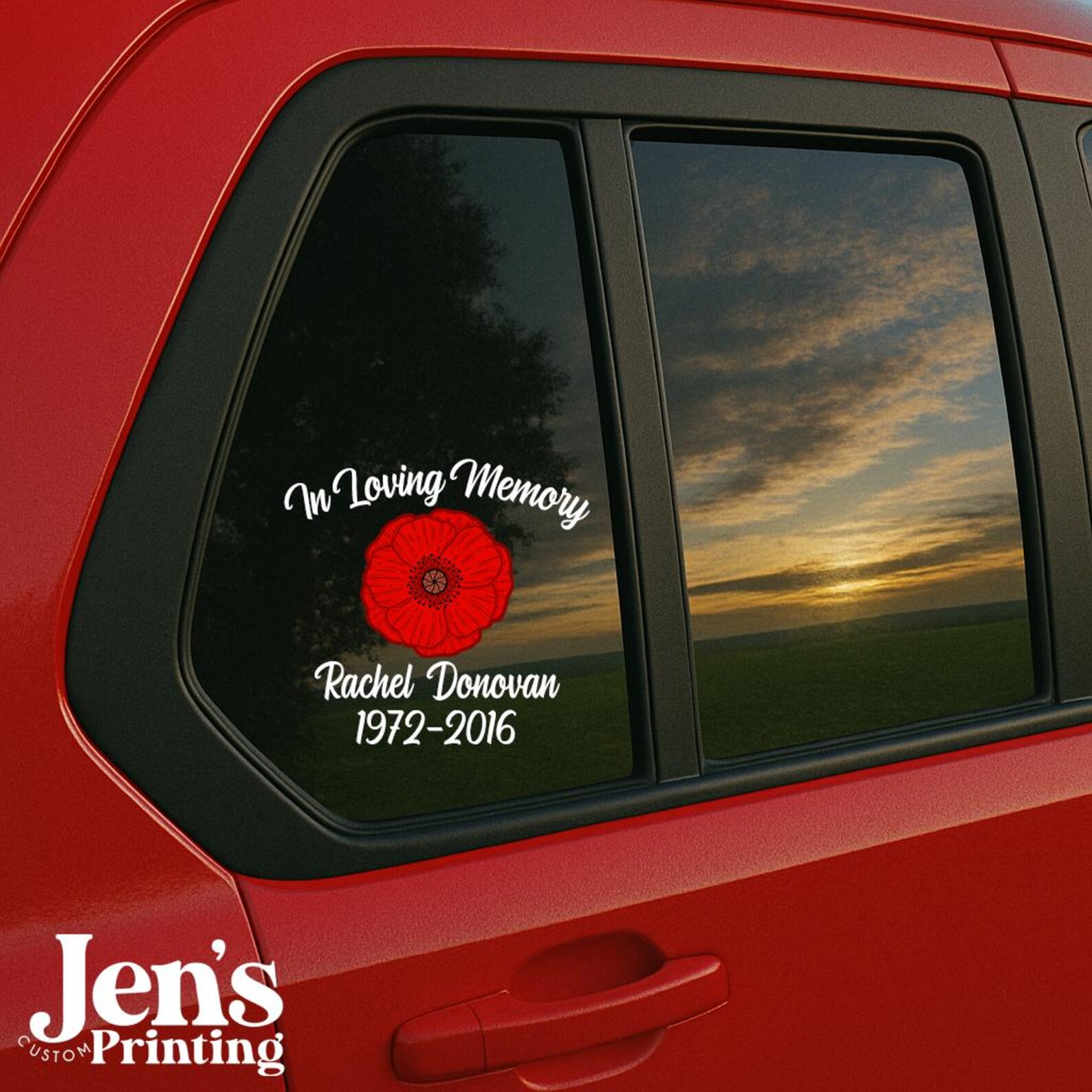 Personalized Poppy Memorial Decal: Custom Name & Dates, Car Window ...