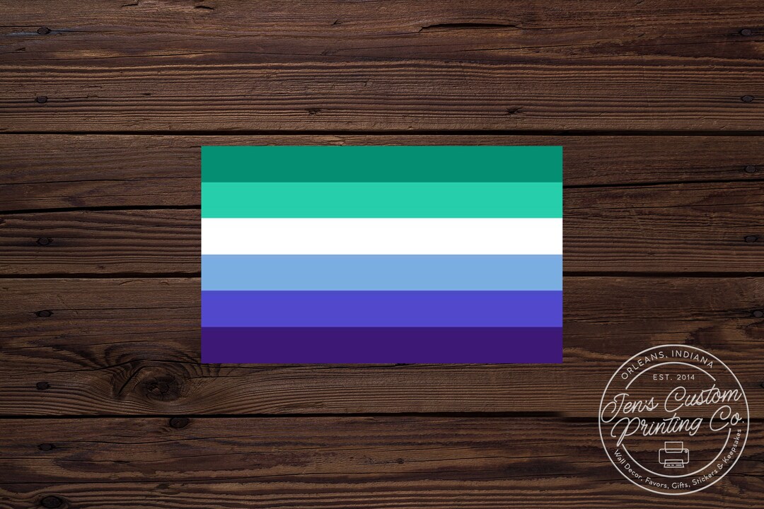 Gay Men Pride Flag Decal waterproof Blue, Green and White Flag - Etsy