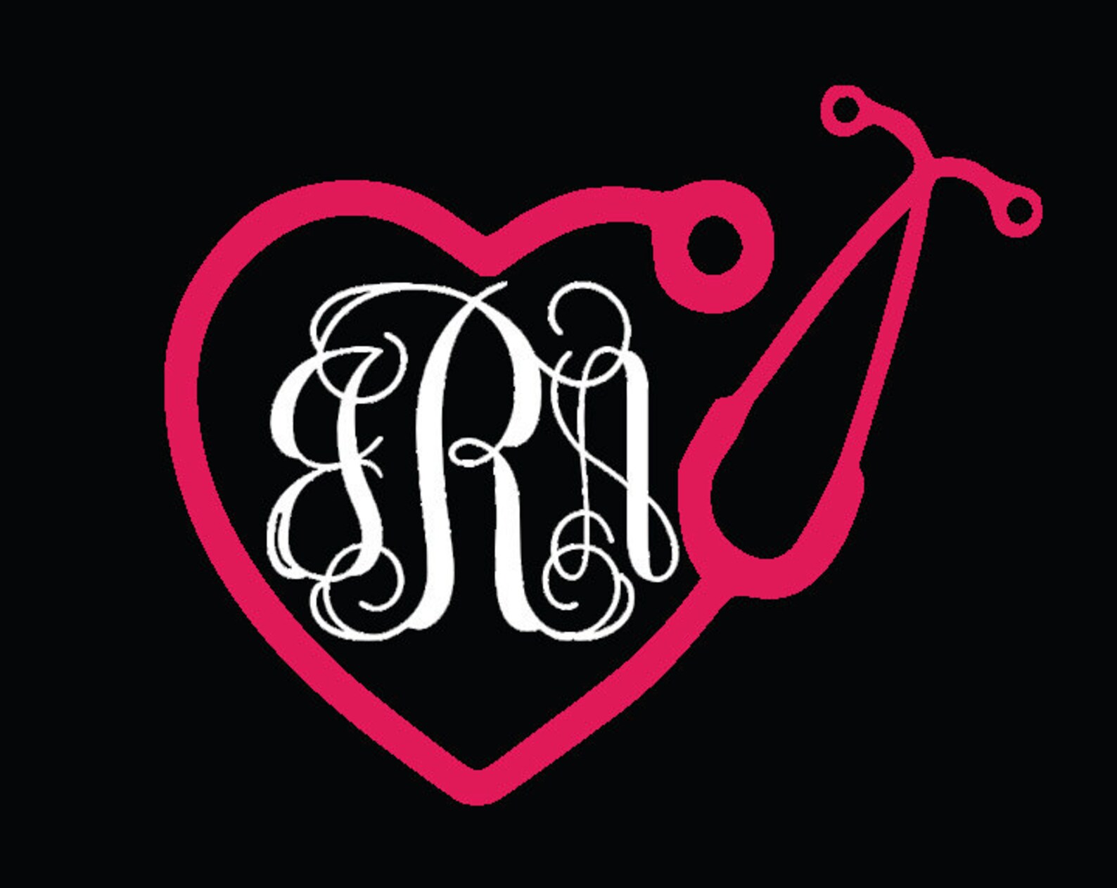 Nursing Monogram Car Window Decal Stethoscope Heart Monogram - Etsy