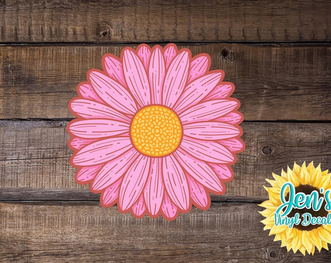 Charming Pink Daisy Vinyl Decal, Daisy Sticker, Flower Decal, Flower ...