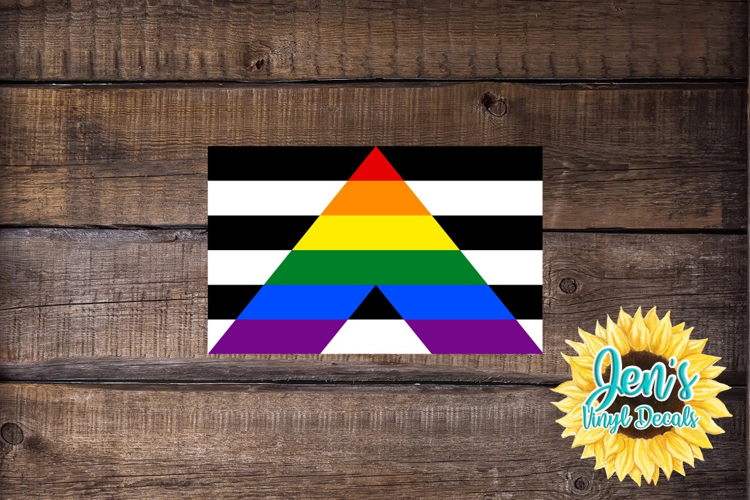 Straight Ally Pride Flag Decal (waterproof) Rainbow and Black and White ...