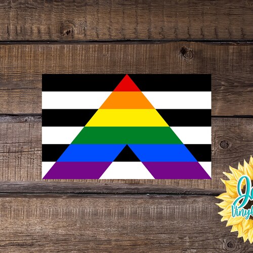 Straight Ally Pride Flag Decal waterproof Rainbow and Black - Etsy ...