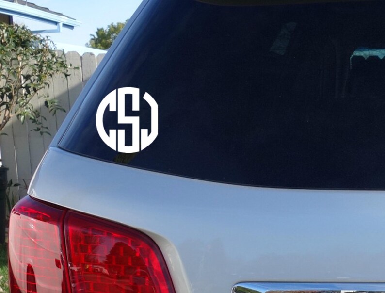 Circle Monogram Car Window Decal Initials Car Window Decal - Etsy