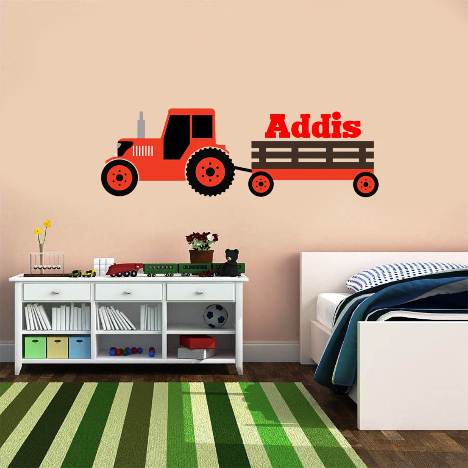Tractor Wall Decal Kubota Inspired Wall Decal Boys Bedroom | Etsy