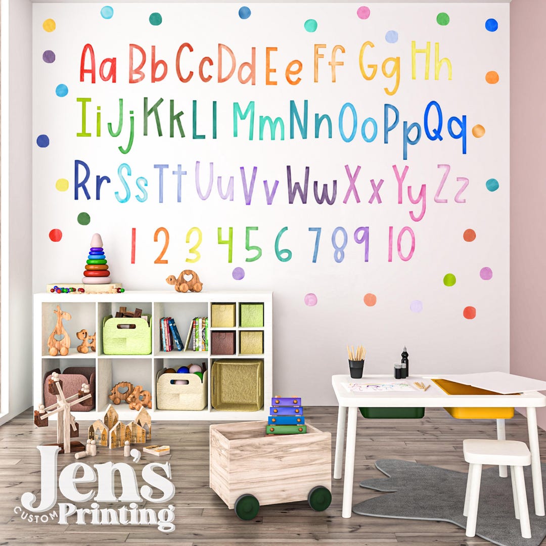Watercolor Rainbow Alphabet Wall Decal Set: Kids Room Decor - Etsy