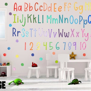 Watercolor Rainbow Alphabet Wall Decal Set: Kids Room Decor - Etsy