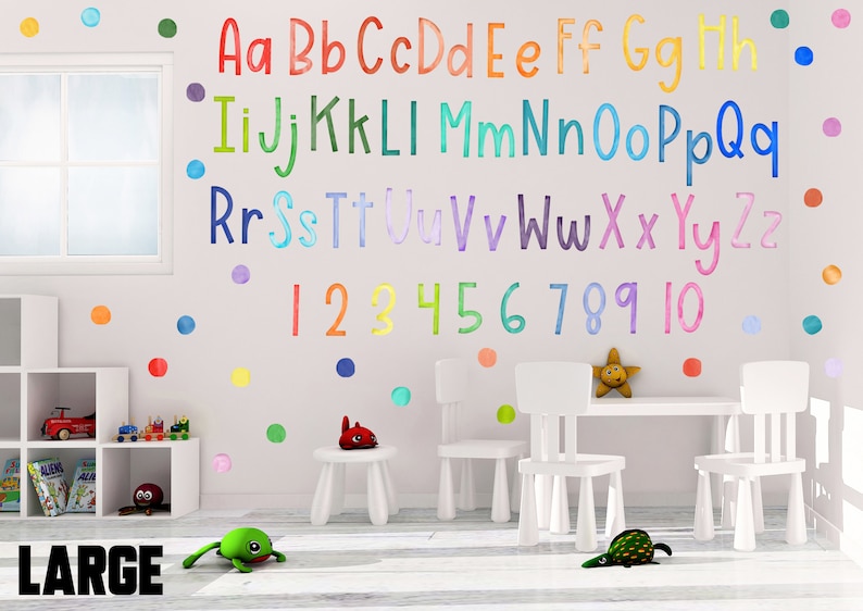 Watercolor Rainbow Alphabet Wall Decal Set Upper Case Lower - Etsy