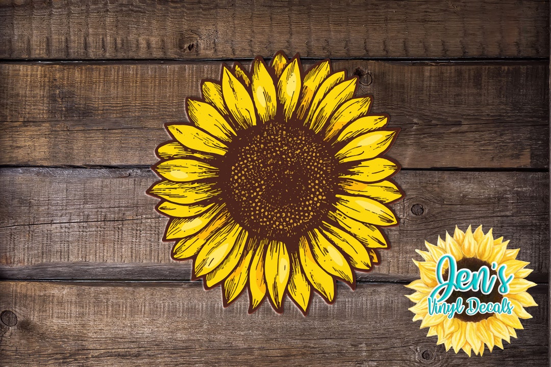 Hand Drawn Sunflower Car Window Decal Flower Car Window Decal Flowers ...