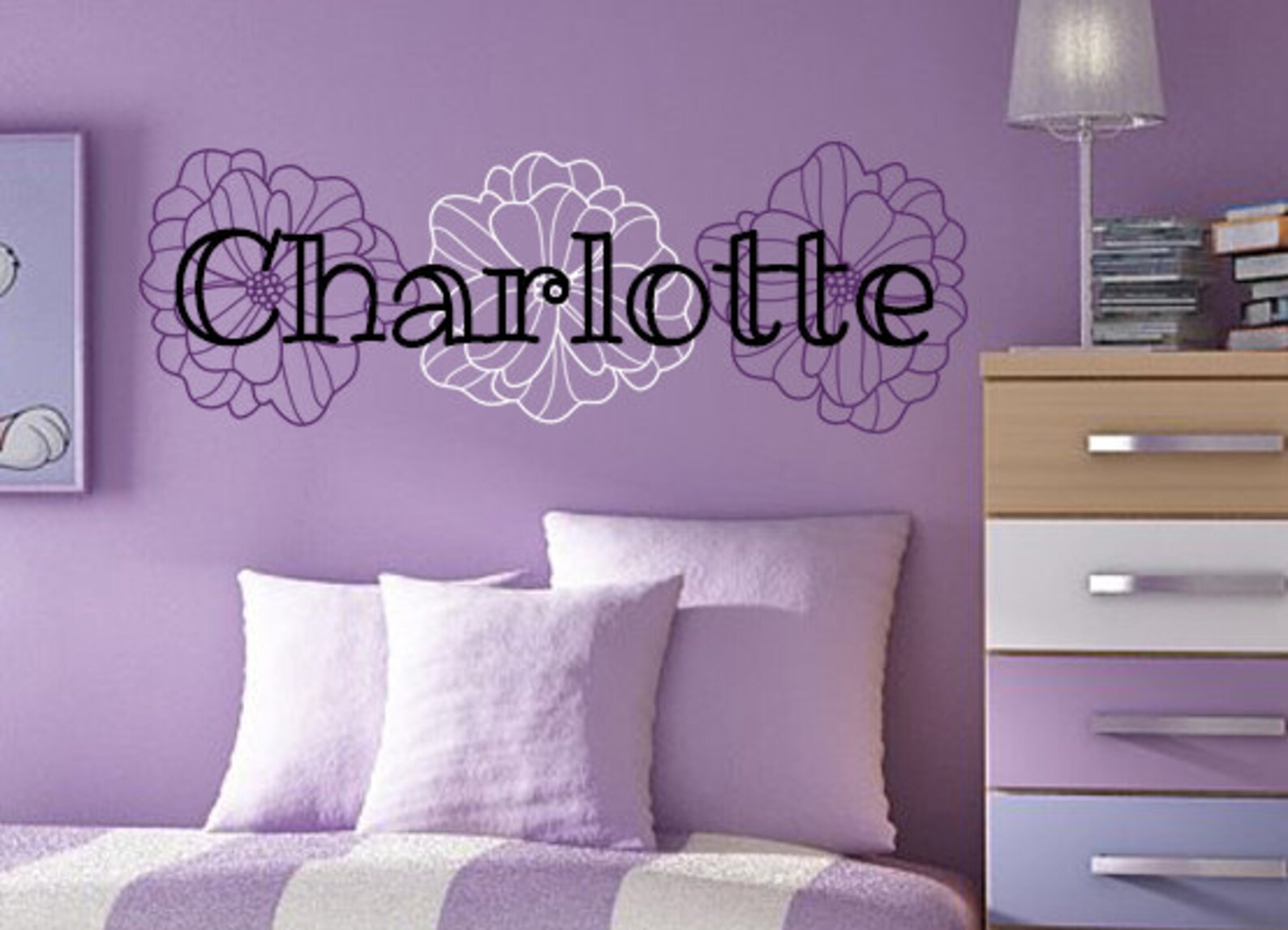 Girl's Bedroom Flower Name Wall Decal Wall Sticker - Etsy