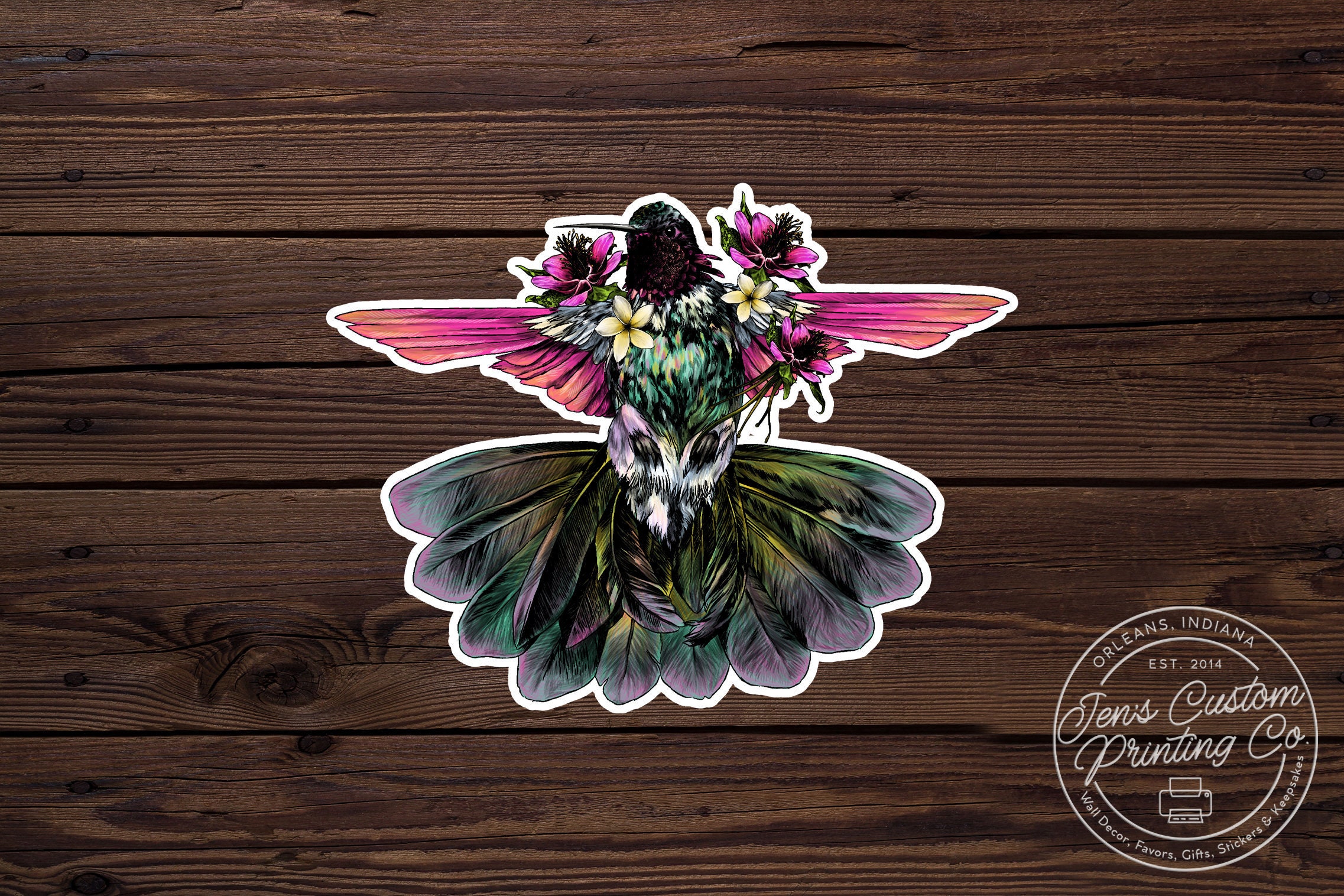 Hummingbird with Flowers Car Window Decal Hummingbird | Etsy
