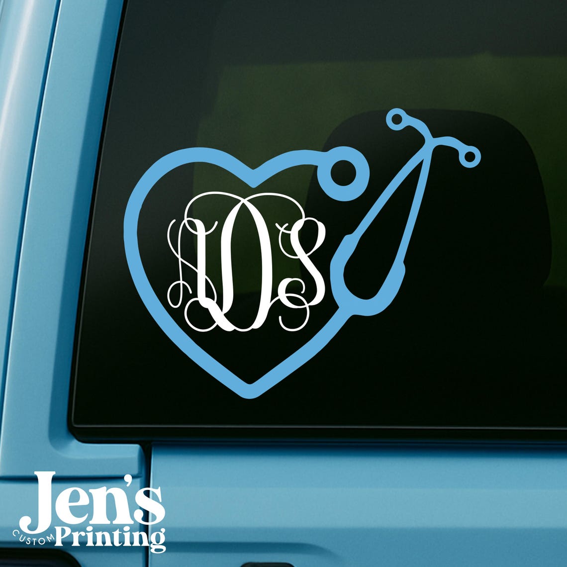 Nurse Stethoscope Heart Monogram Car Decal - Etsy