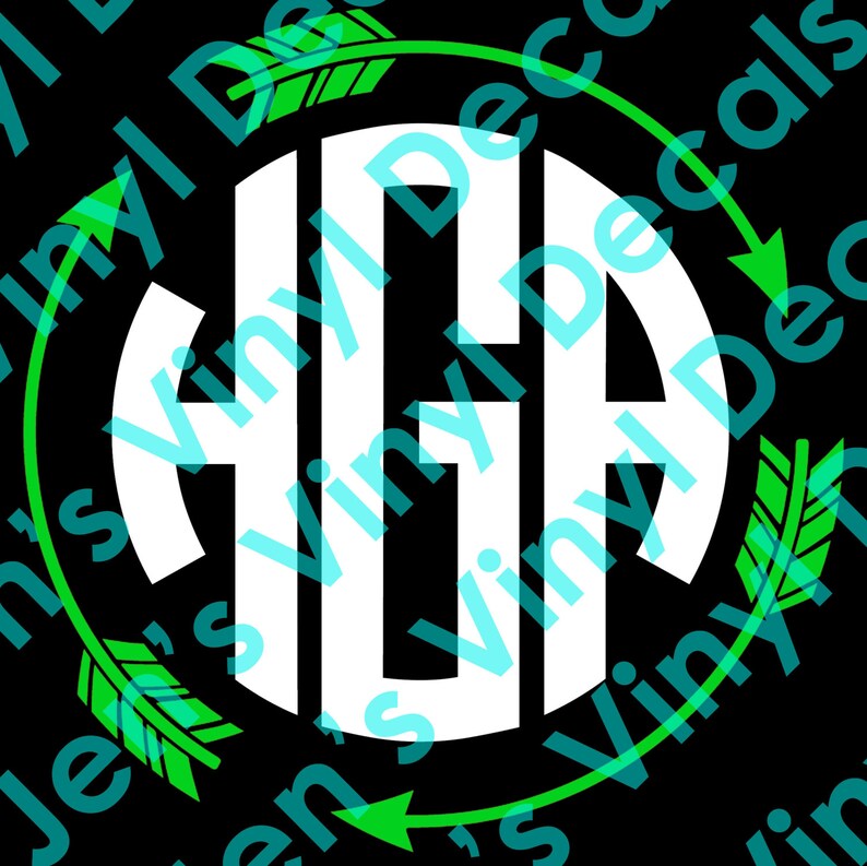 Arrow Monogram Vinyl Decal Personalized Arrow Monogram Decal - Etsy