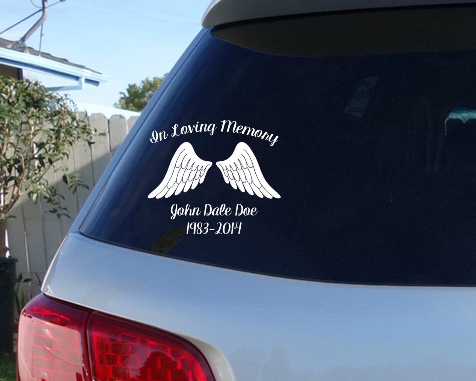 In Loving Memory Car Window Decal With Angel Wings Car - Etsy