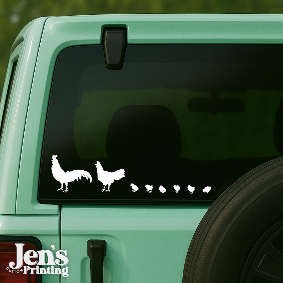 Chicken Family Car Window Decal Chicken Family Decal | Chicken Decal ...