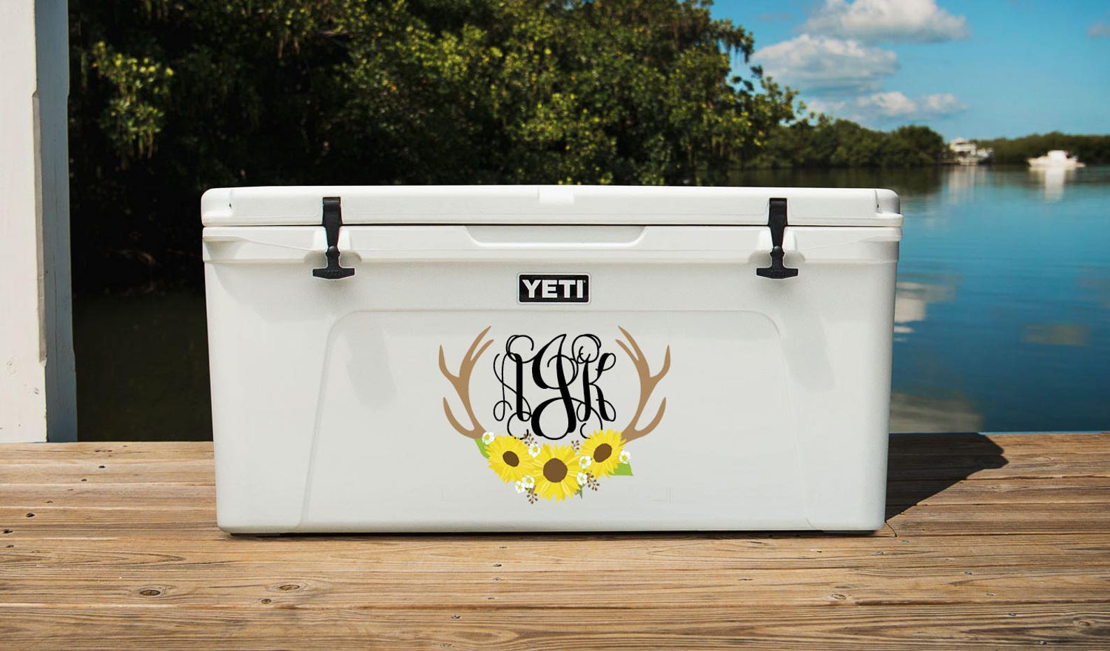 Sunflower Yeti Decal Initials Yeti Sticker Sunflower Fall - Etsy