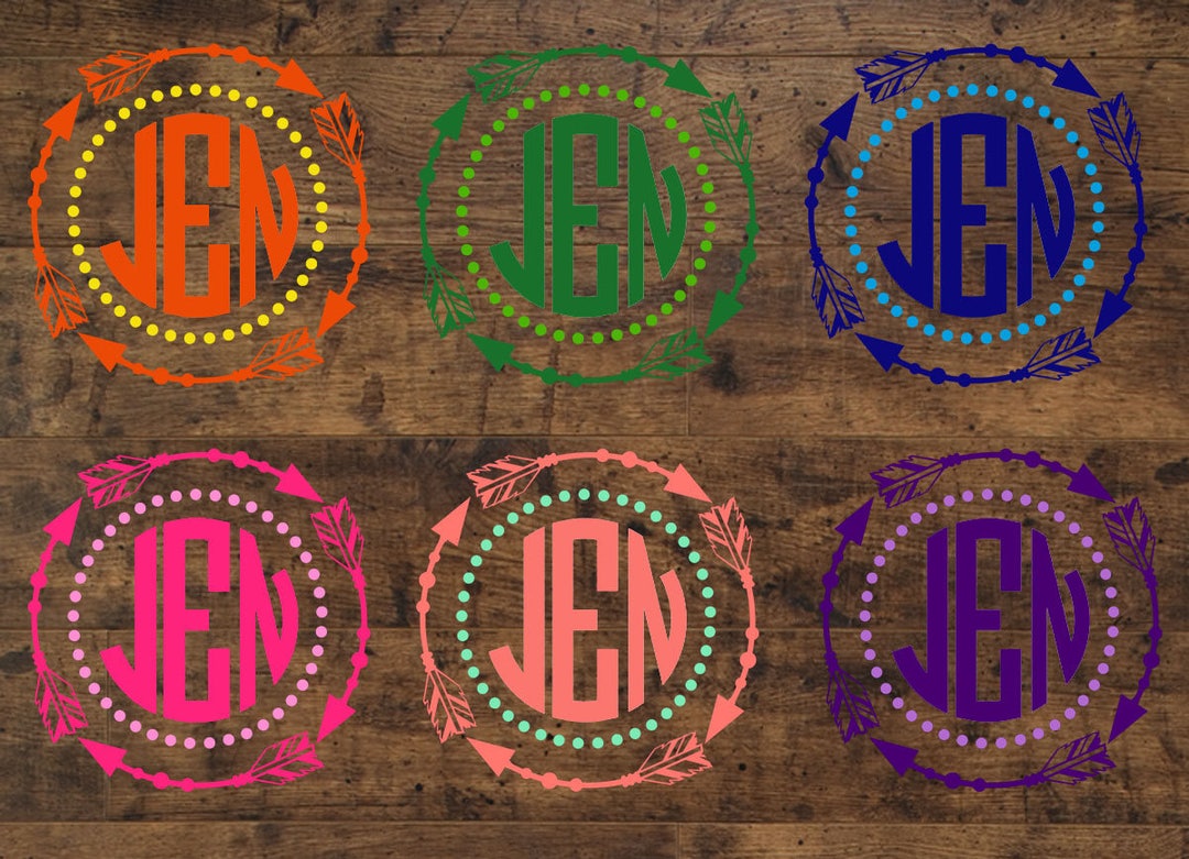 Arrow Monogram Decal: Colorful Vinyl Sticker for Laptop, Car, Tumbler ...