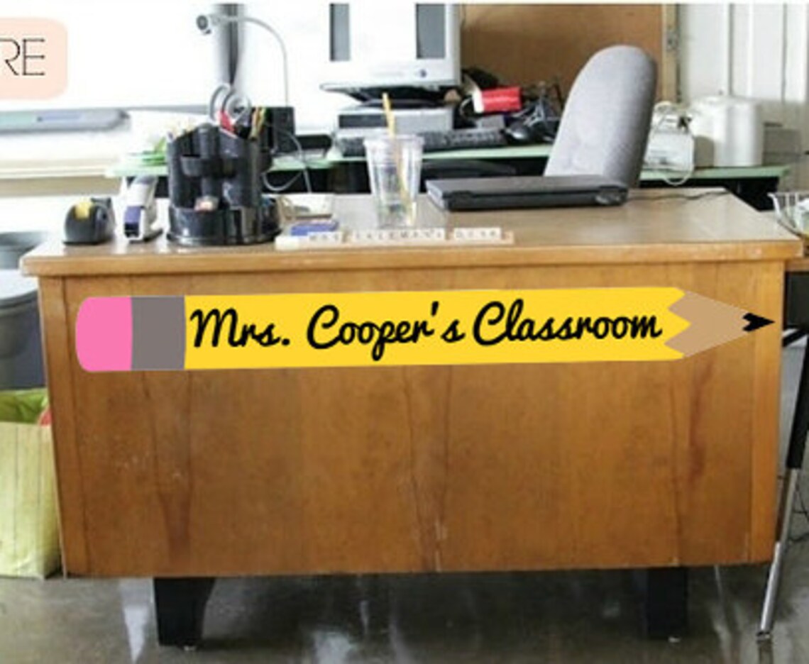 Classroom Pencil W/ Teacher Name Wall Decal Classroom Decor - Etsy