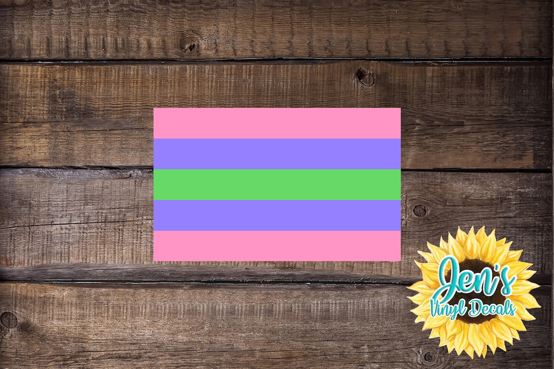 Trigender Pride Flag Decal (waterproof) Purple, Green and Pink Flag - Etsy