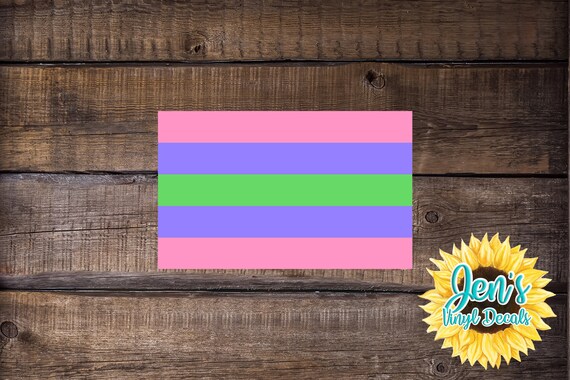 Trigender Pride Flag Decal waterproof Purple Green and Pink | Etsy