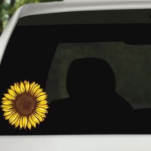 Hand-drawn Sunflower Car Window Decal - Etsy