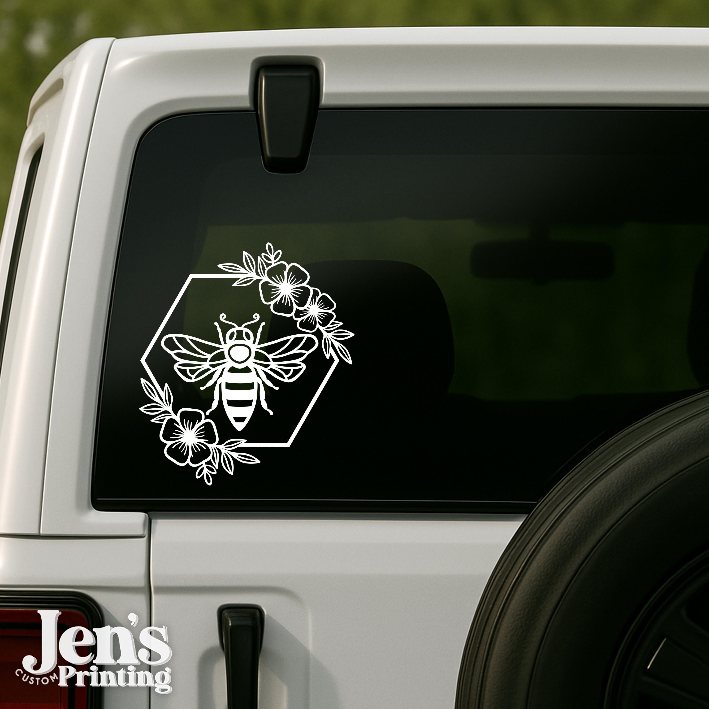 Bee With Flowers Car Decal Floral Honey Bee - Etsy