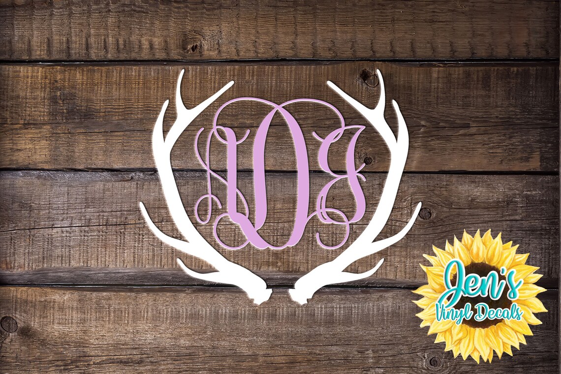 Deer Antler Monogram Car Window Decal Initials Car Window Etsy