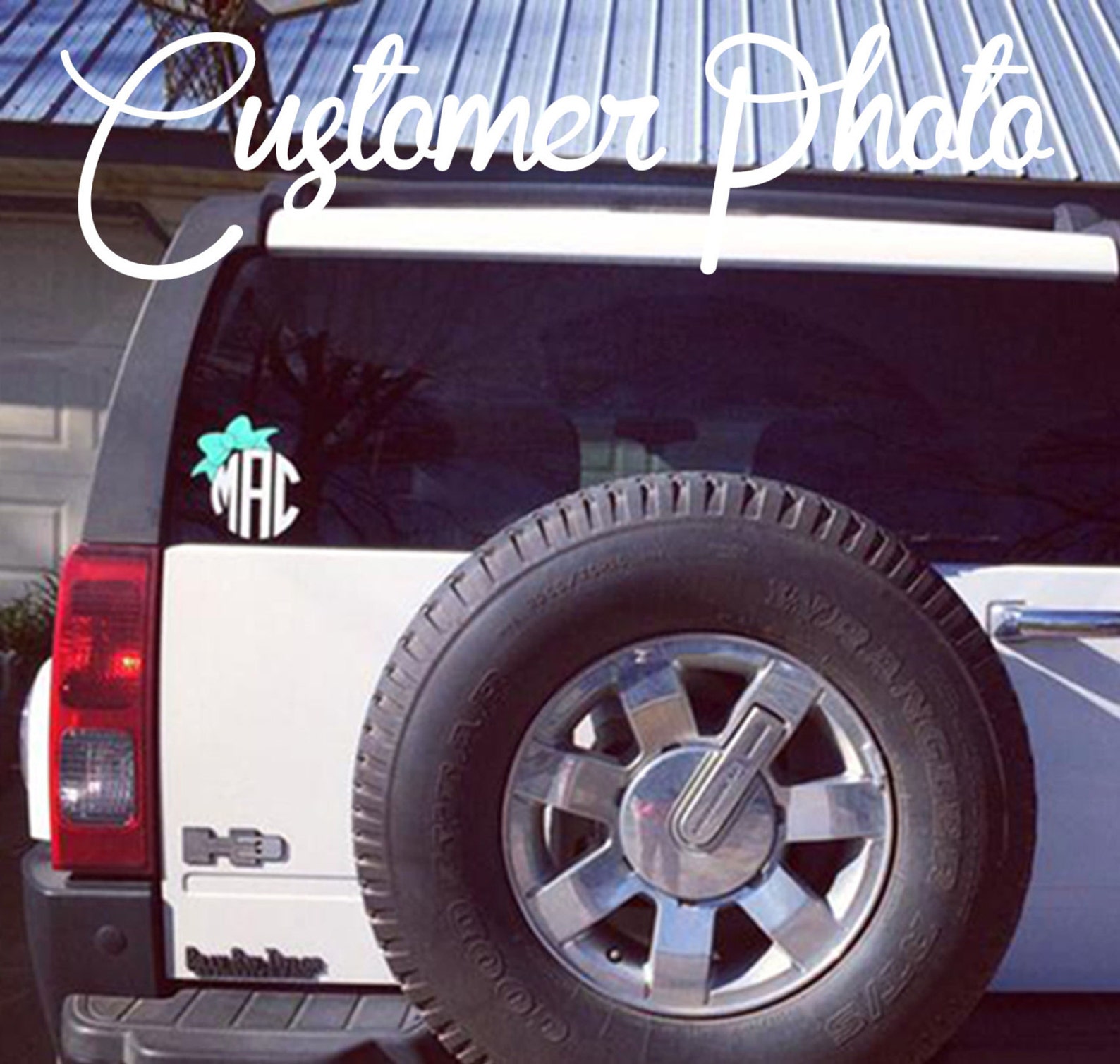 Circle Monogram Car Window Decal With Bow Initials Car - Etsy