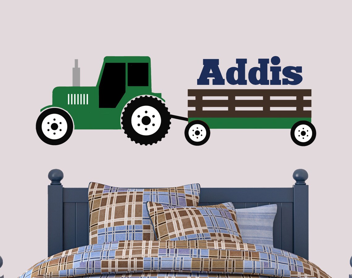 Tractor Wall Decal Green Tractor Wall Decal Boys Bedroom - Etsy
