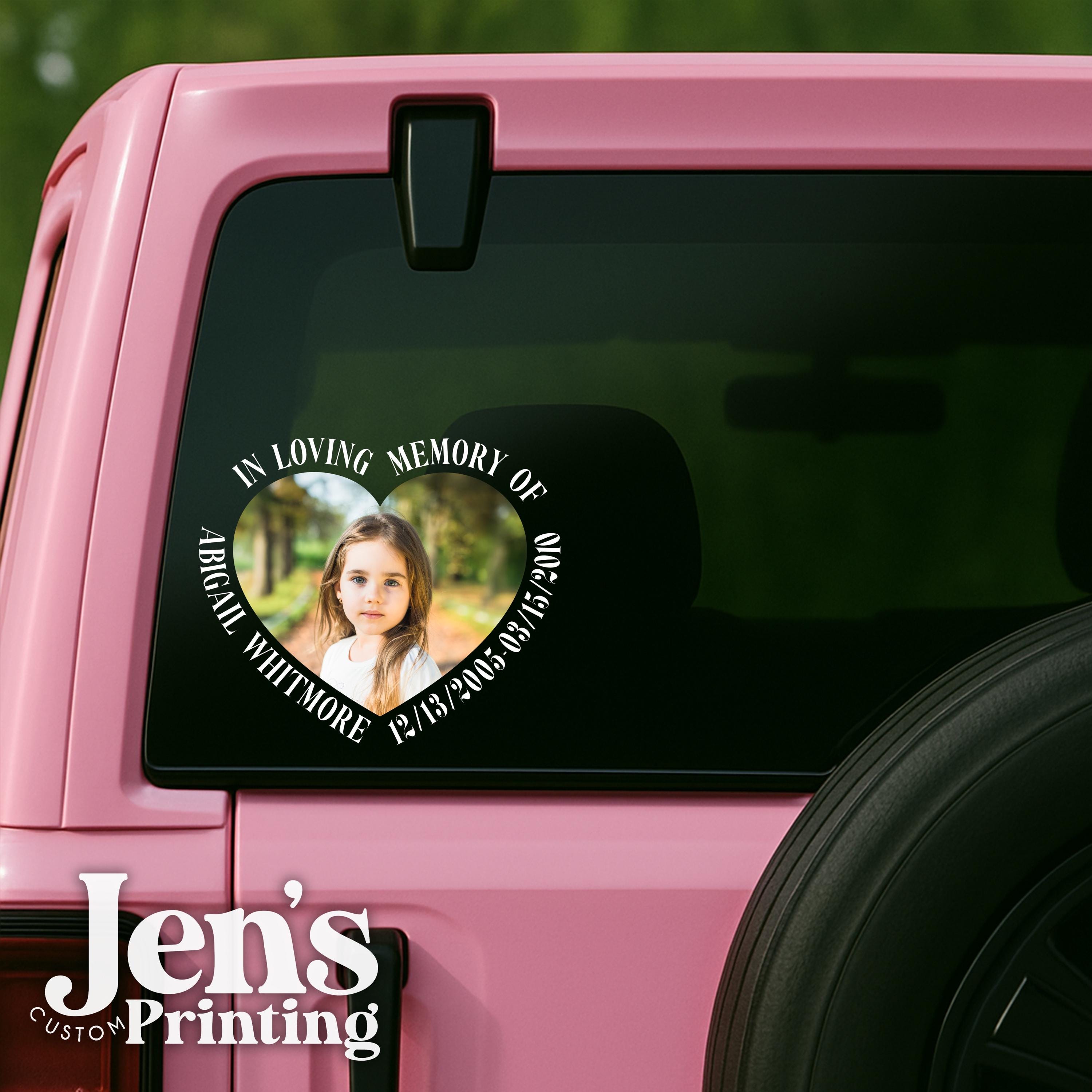 Heart-shaped Photo Memorial Car Decal | Custom in Loving Memory Sticker ...