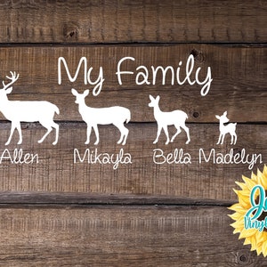 Deer Family Car Window Decal - Country Decal With Names & My Family - Etsy