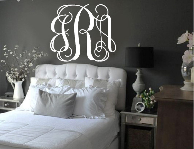 Monogram Wall Decal Vine Monogram Wall Decal Initial Wall | Etsy