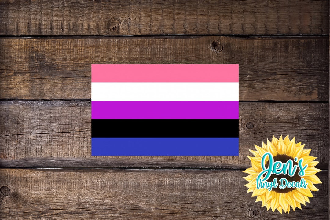Gender Fluid Pride Flag Decal waterproof Purple, Black, Magenta, White ...