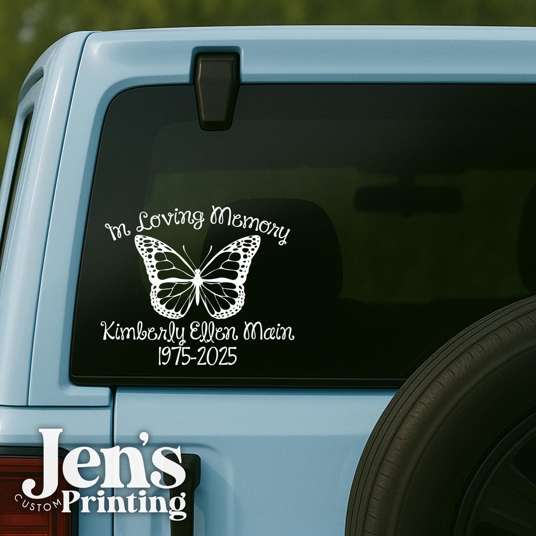 In Loving Memory Car Window Decal With A Butterfly | Car Decals - Etsy