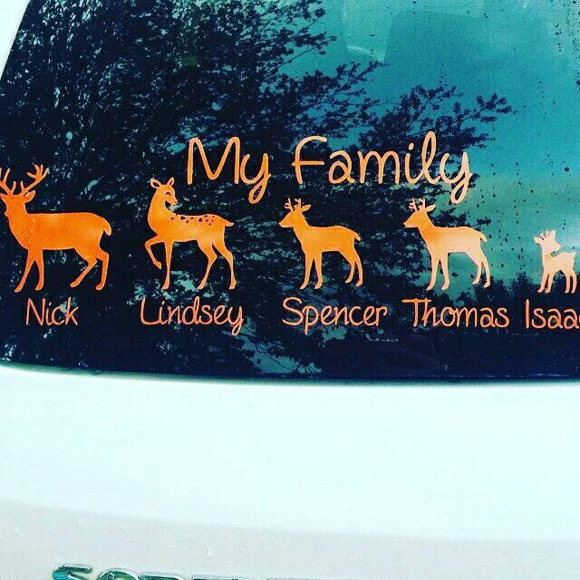 Deer Family Car Window Decal Country Decal With Names & My