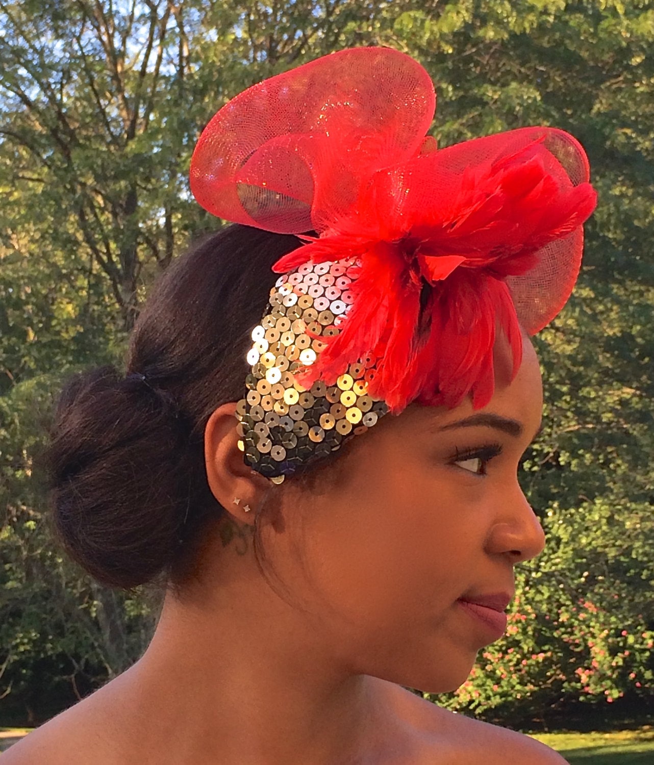 RED Christmas Fascinator, Christmas Headpiece, New Years Eve Party Hat ...