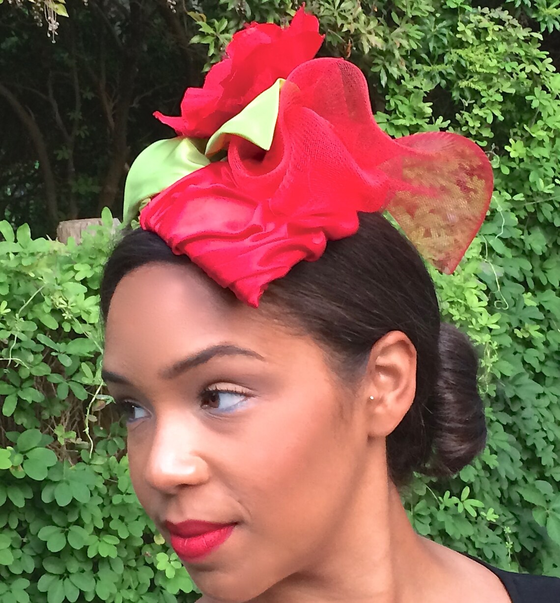 Red Satin Fascinator, Christmas Fascinator, Valentine's Fascinator ...