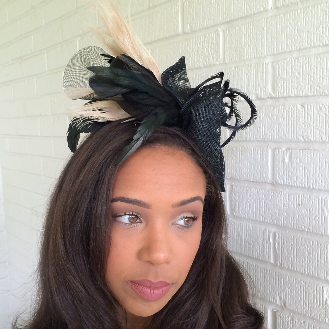 Black and Ivory Fascinator, Wedding Headpiece, Brides Maids Headpiece ...