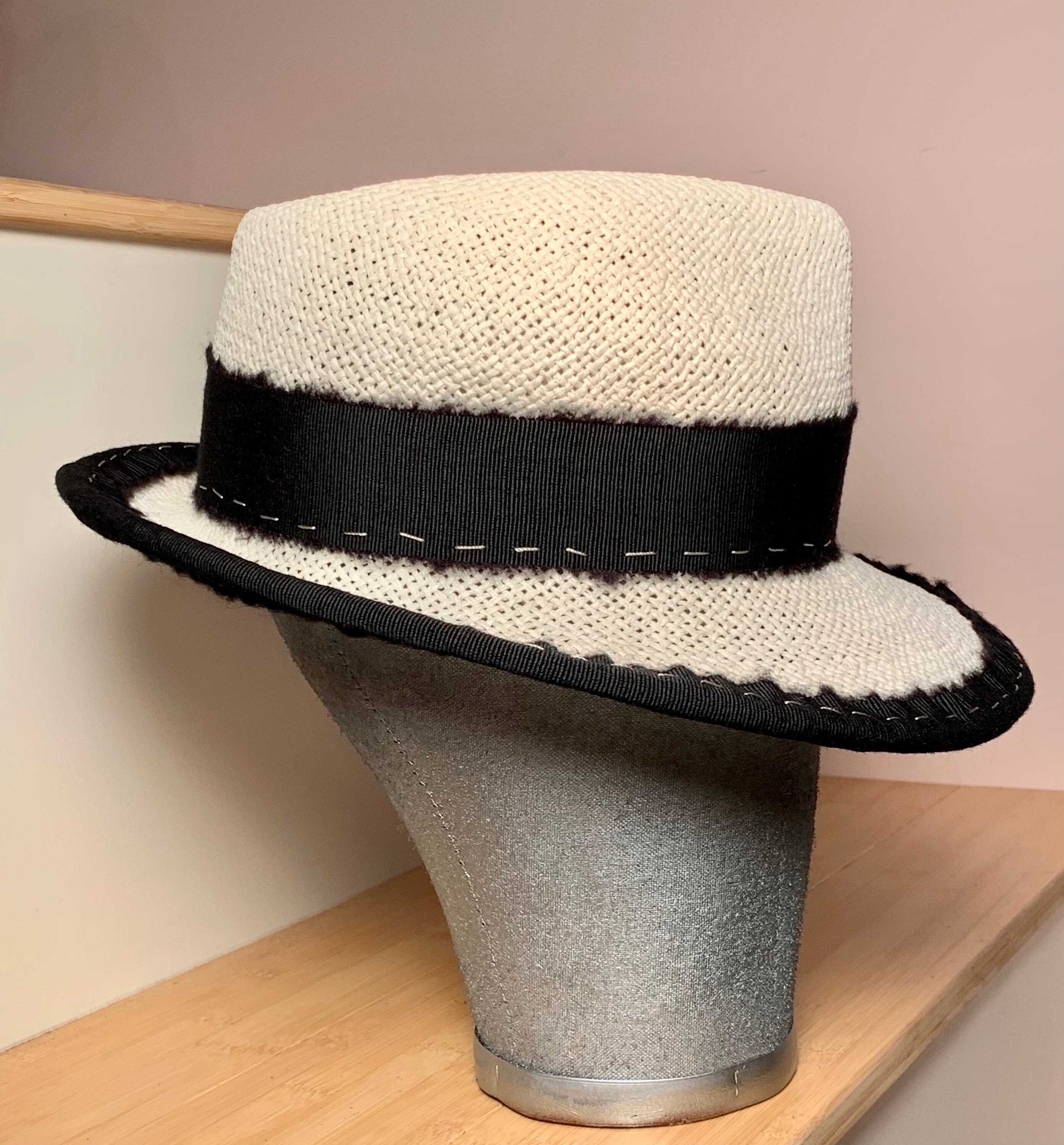 Black and White Fedora With Pin and Guinea Feathers - Etsy