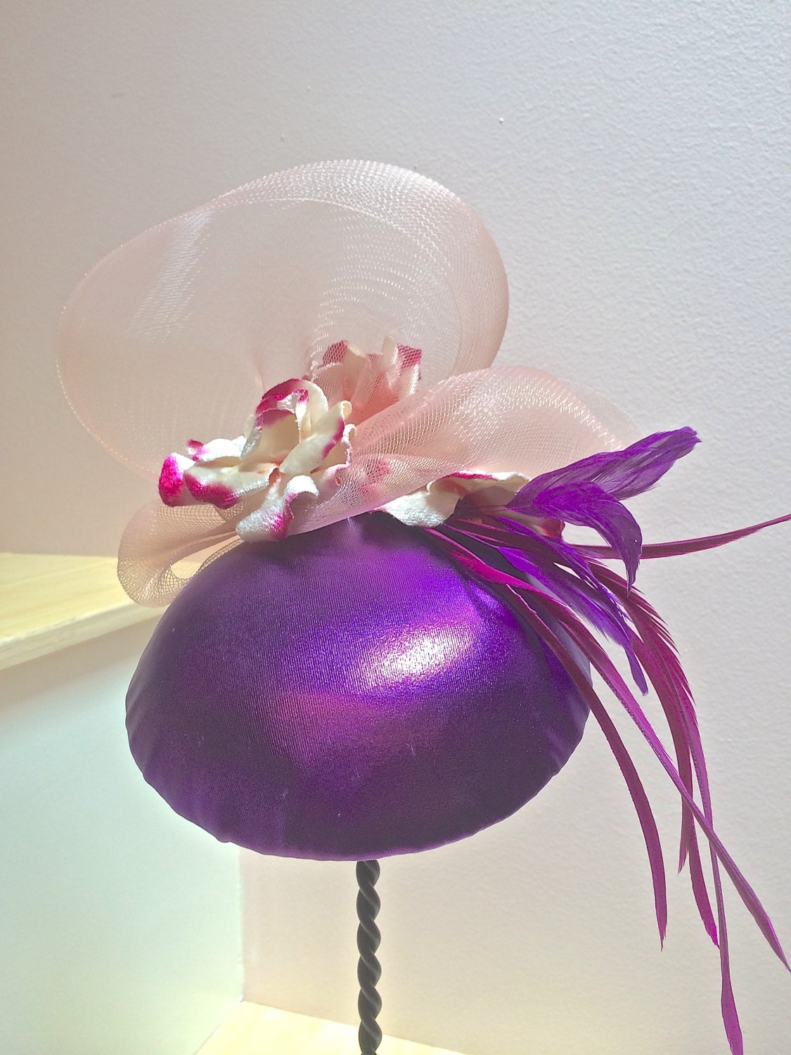 Radiant Orchid Fascinator, Purple Fabric Covered Fascinator With ...