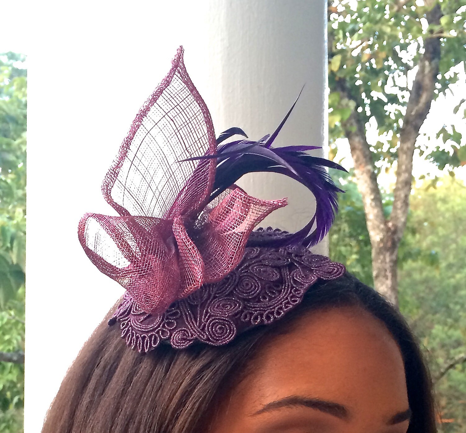 Aubergine Fascinator, Mother of the Bride Headpiece, Purple Headpiece ...