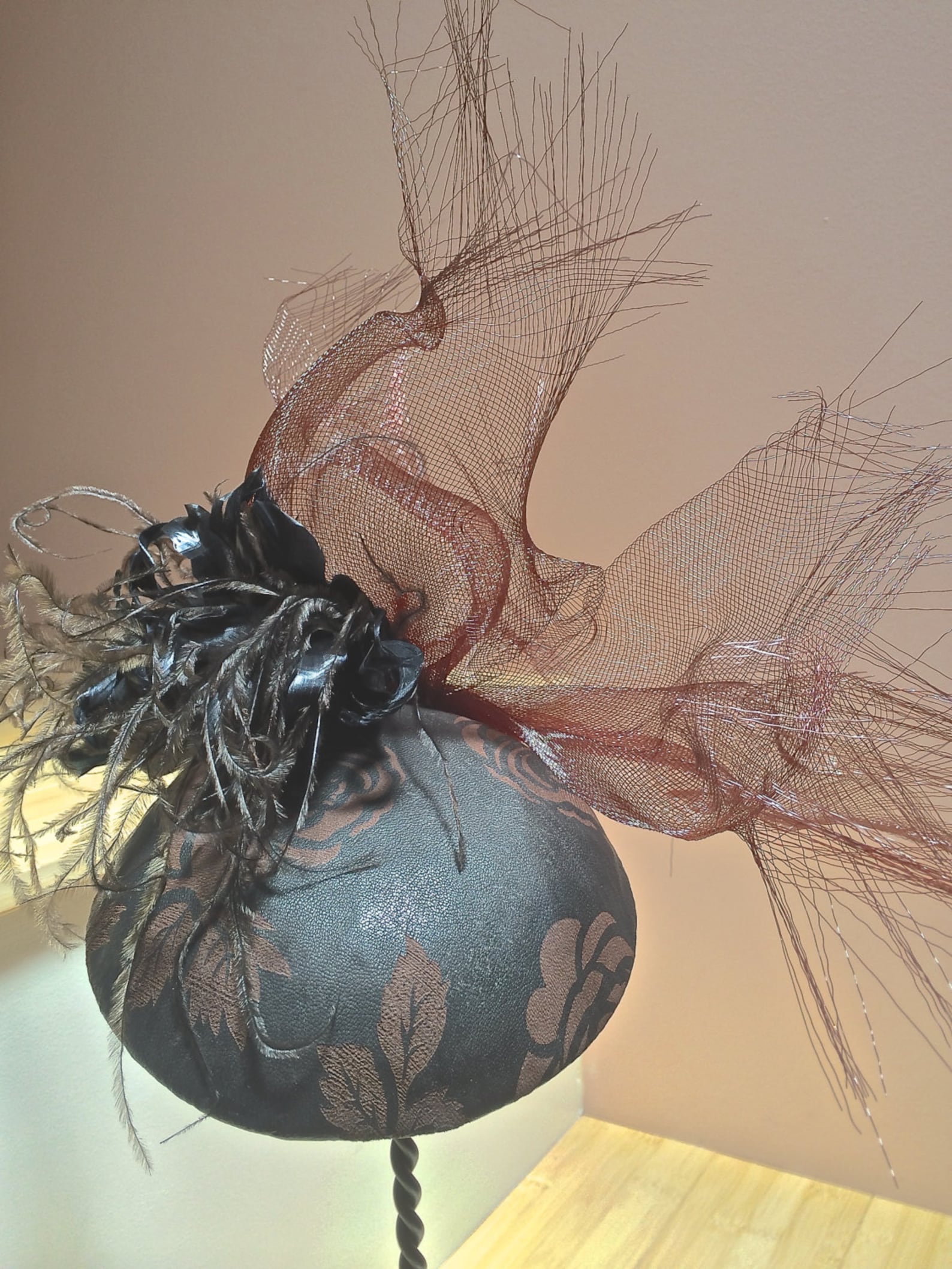 Black and Tan Leather Fascinator Goth Headpiece Royal Ascot - Etsy