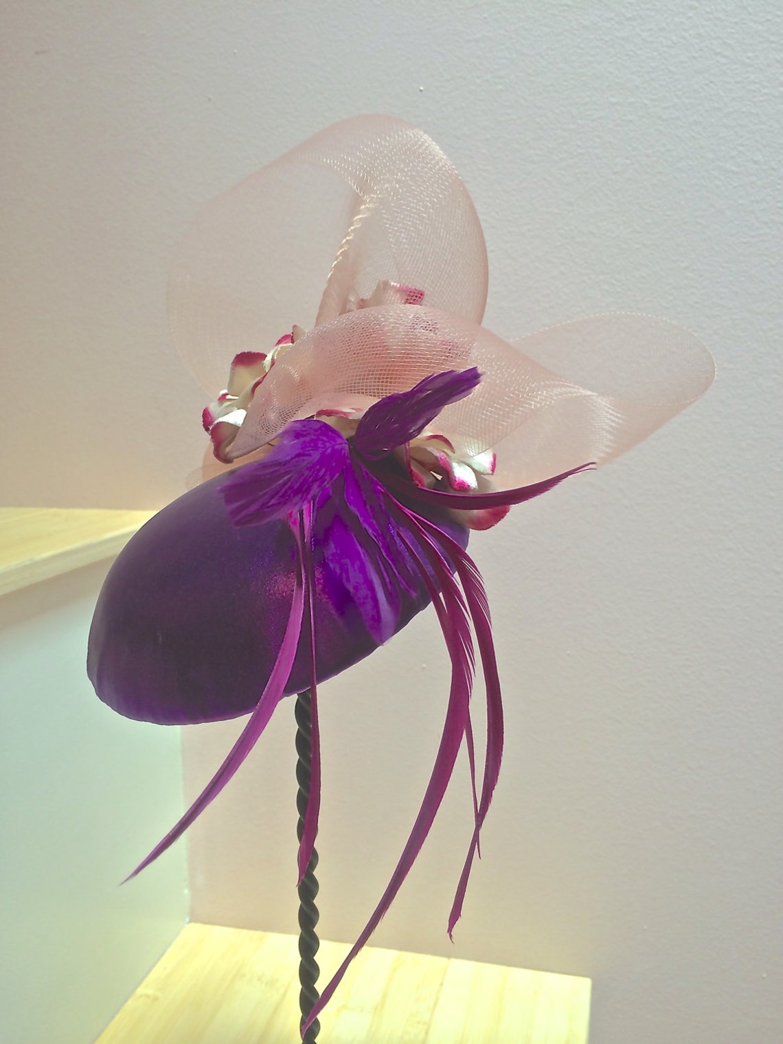Radiant Orchid Fascinator, Purple Fabric Covered Fascinator With ...