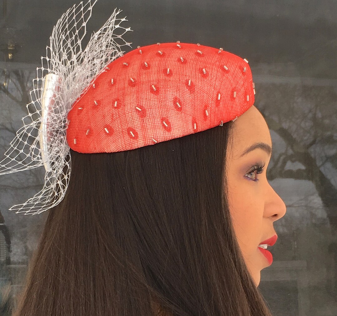 Red and Silver Leather Pill Box Sinamay - Etsy Denmark