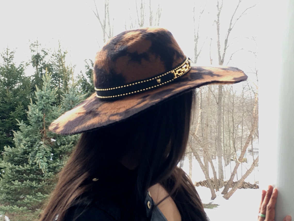 Long Hair Fur Felt Wool Animal Print Western Hat-brown and - Etsy