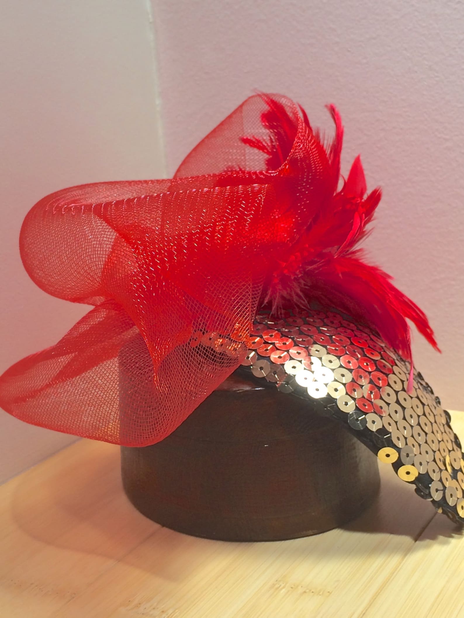 RED Christmas Fascinator, Christmas Headpiece, New Years Eve Party Hat ...