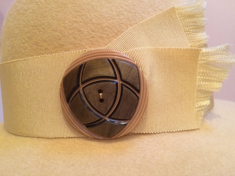 Soft Buttery Yellow Velour Wool Felt Hat With Grosgrain Ribbon and ...