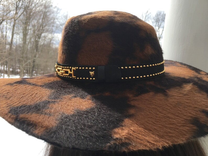 Long Hair Fur Felt Wool Animal Print Western Hat-brown and Black ...